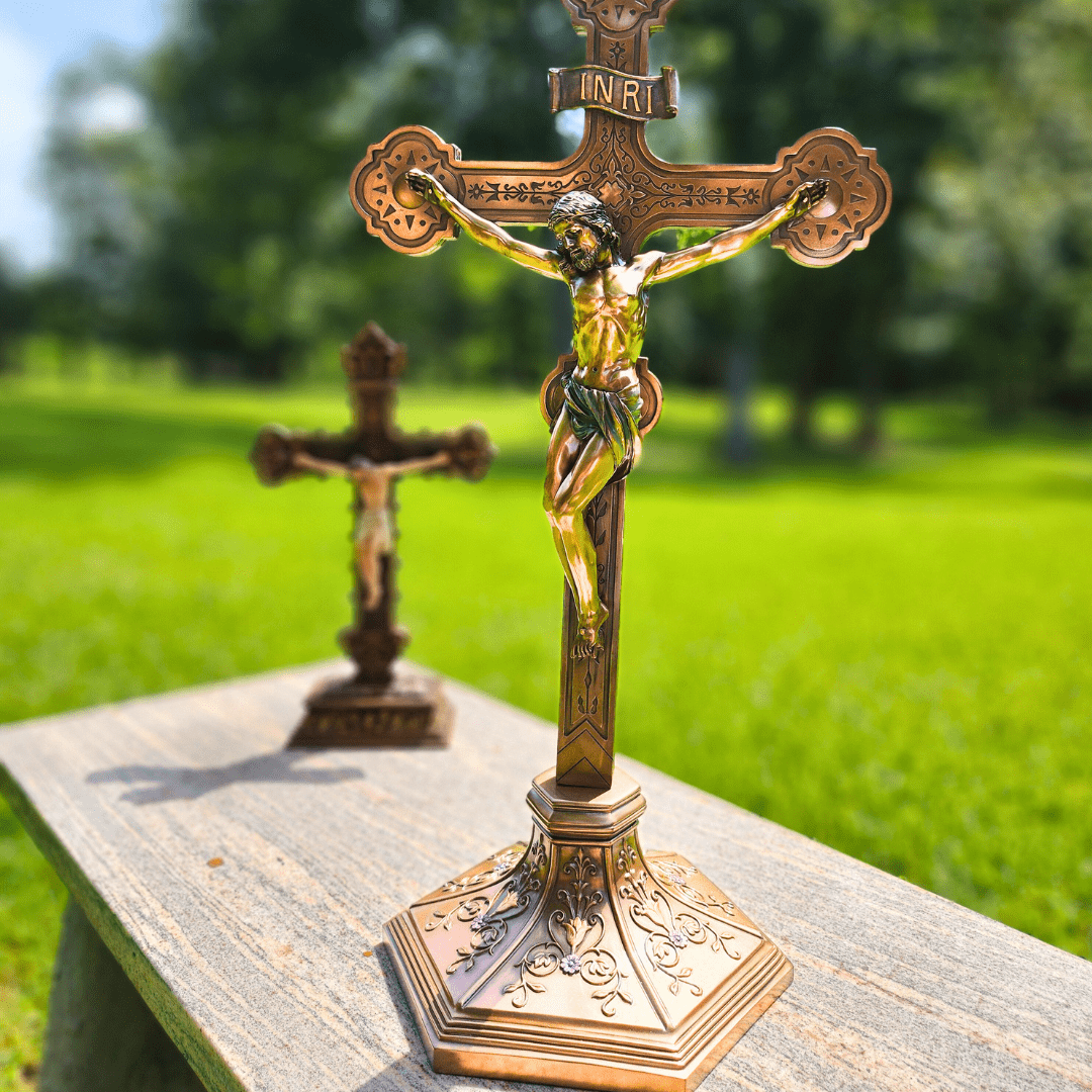 Ornate Crucifix on Stand – Cypress Springs Gift Shop