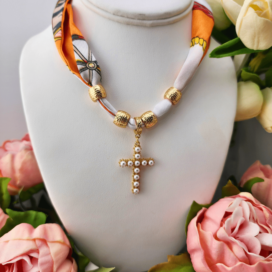 Pearl Cross Scarf Necklace – Cypress Springs Gift Shop