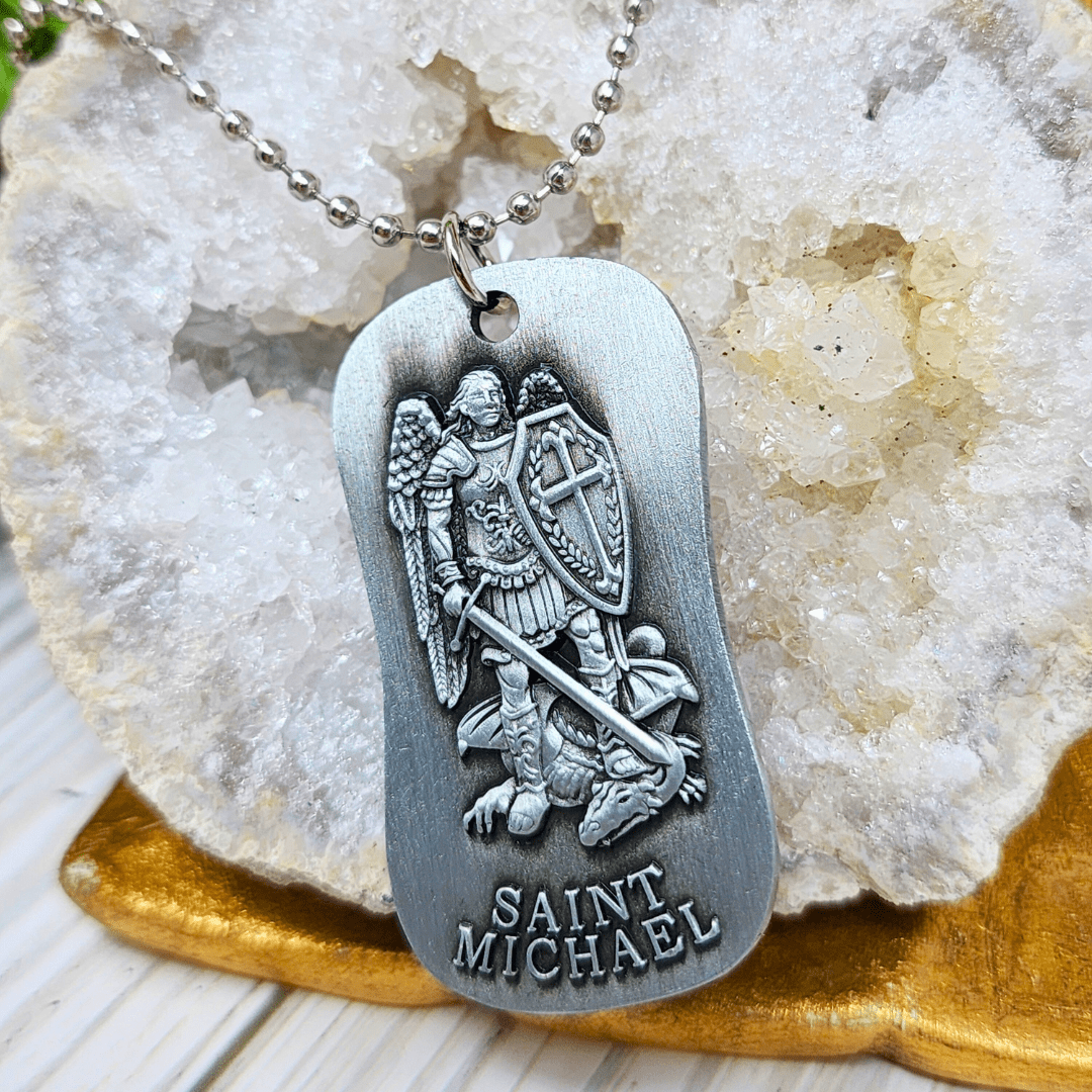 Saint Michael Dog Tag Necklace – Cypress Springs Gift Shop