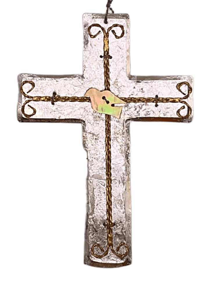 Silver Metal Cross With Gold Wire Trim and Dove – Cypress Springs Gift Shop